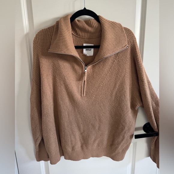 aerie | Sweaters | Aerie Womens Camel Cowl Neck Zip Sweater | Poshmark